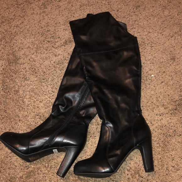 torrid | Shoes | Plus Size Above Knee Faux Leather Boots | Poshmark